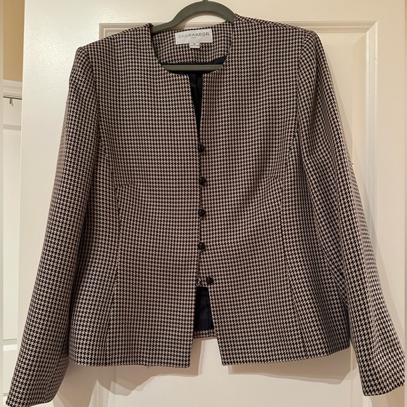 Sag Harbor | Jackets & Coats | Sag Harbour Vintage Collarless Houndstooth Blazer | Poshmark